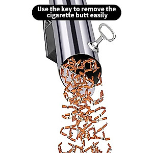 AIWFL 3.15x18.9 in Wall Mounted Large Trash Bin Outdoor/Indoor Trash Cans Holder Waste Containers Ash Bin w/Key (Silver)