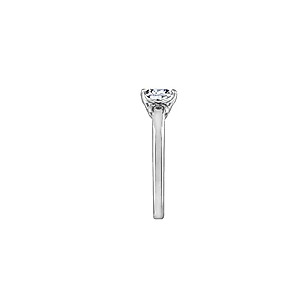Amazon Essentials Platinum Plated Sterling Silver Solitaire Engagement Ring set with Princess Cut Infinite Elements Cubic Zirconia (1 cttw), Size 9, (previously Amazon Collection)