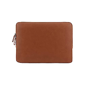 MOSISO Laptop Sleeve Bag Compatible with MacBook Air/Pro, 13-13.3 inch Notebook, Compatible with MacBook Pro 14 inch 2023-2021 M2 A2779 A2442 M1, PU Leather Padded Bag Waterproof Case, Brown