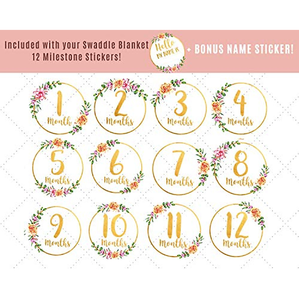 Baby Swaddle Blanket Set with Headband, Nursery Swaddling Receiving Wrap for Girls,13 Welcome Home Milestone Stickers Bundle with Bow, Newborn Photo Growth Mat, Infant Wrap 48"x48" Dusty Rose (Mauve)