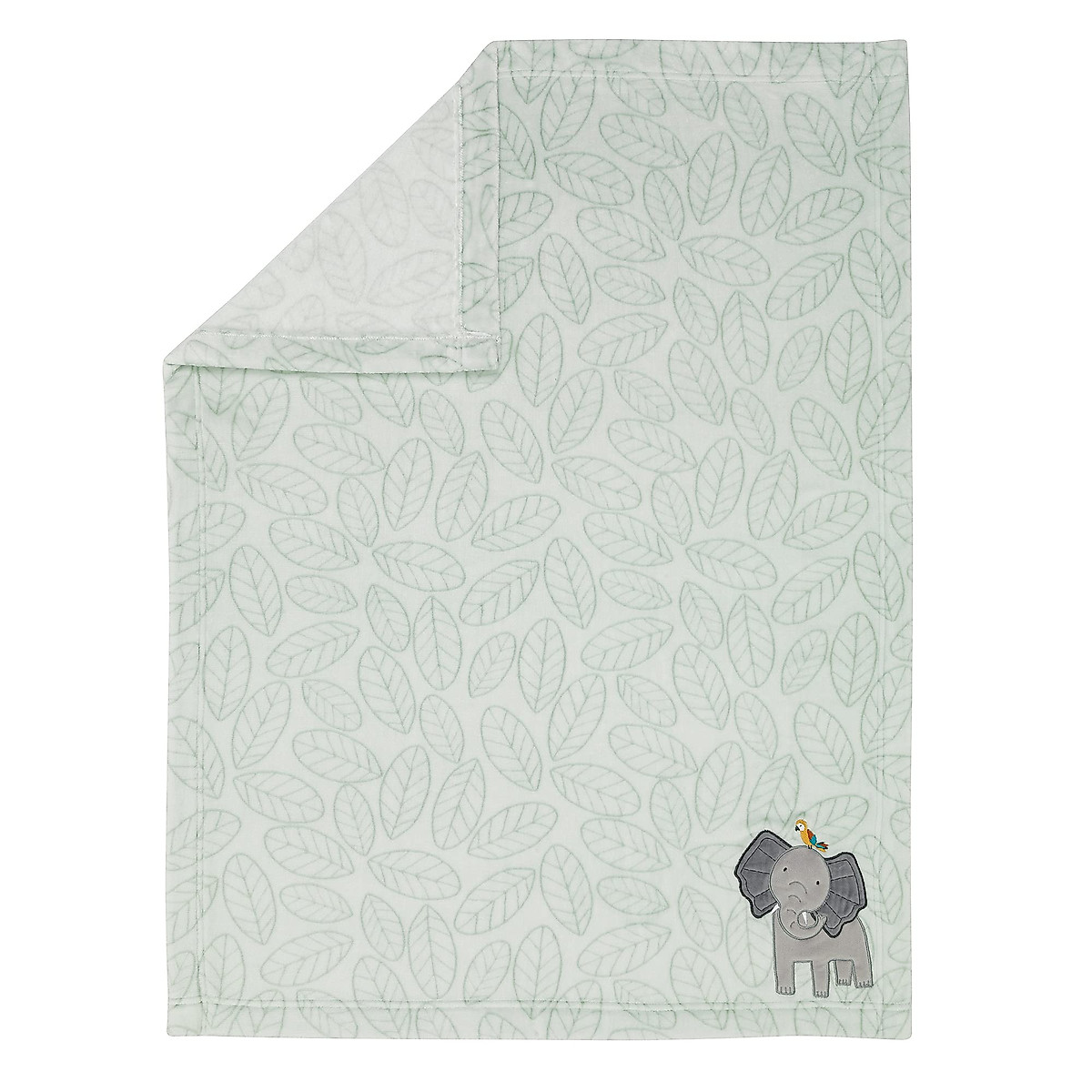 Lambs & Ivy Jungle Friends Appliqued Fleece Nursery Baby Blanket - Elephant