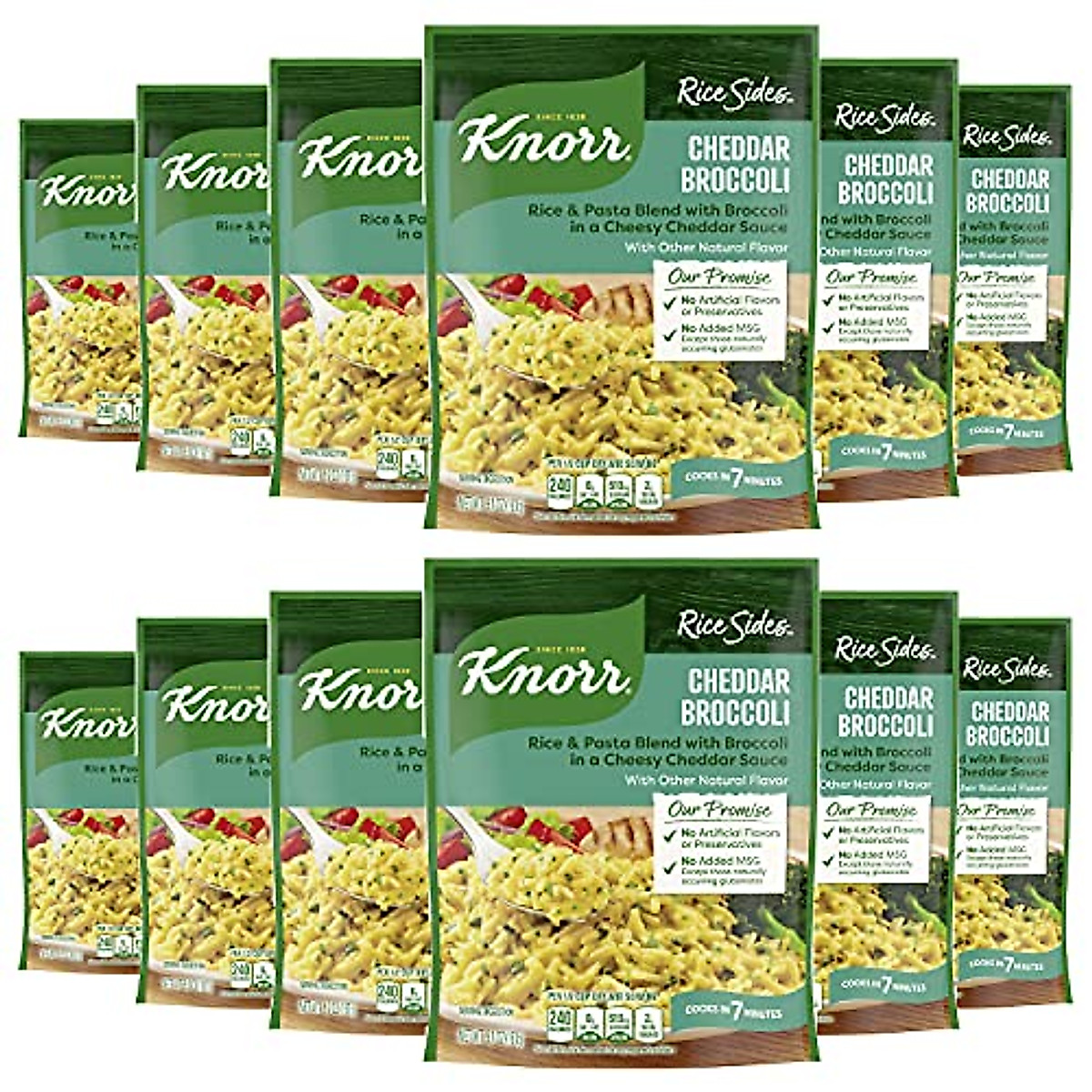 Knorr Rice Sides For a Tasty Rice Side Dish Cheddar Broccoli No Artificial Flavors, No Preservatives, No Added MSG 5.7 oz, Pack of 12