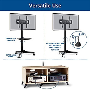 Rfiver Universal Mobile TV Cart for 23-60 inch Flat Screen TVs up to 88lbs, Portable Rolling TV Stand with Mount and Locking Wheels, Black Floor/Outdoor TV Stand with Shelf, Max VESA 400x400mm