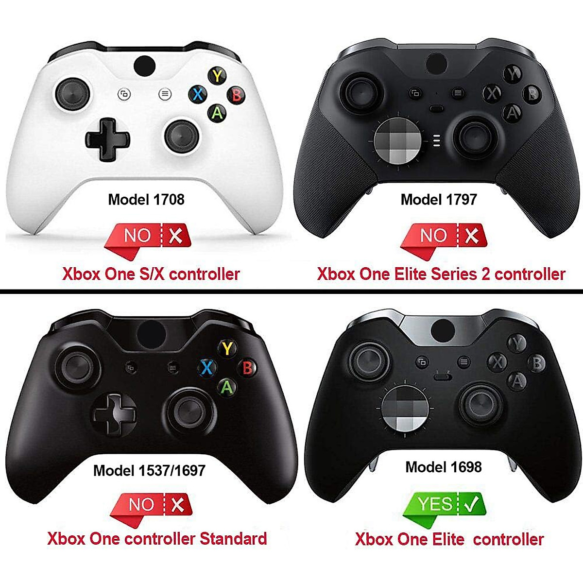 eXtremeRate Gray Rubberized Right Left Side Rails, Replacement Rear Handle Grips, Back Panels Faceplates Kits for Xbox One Elite Controller (Model 1698)