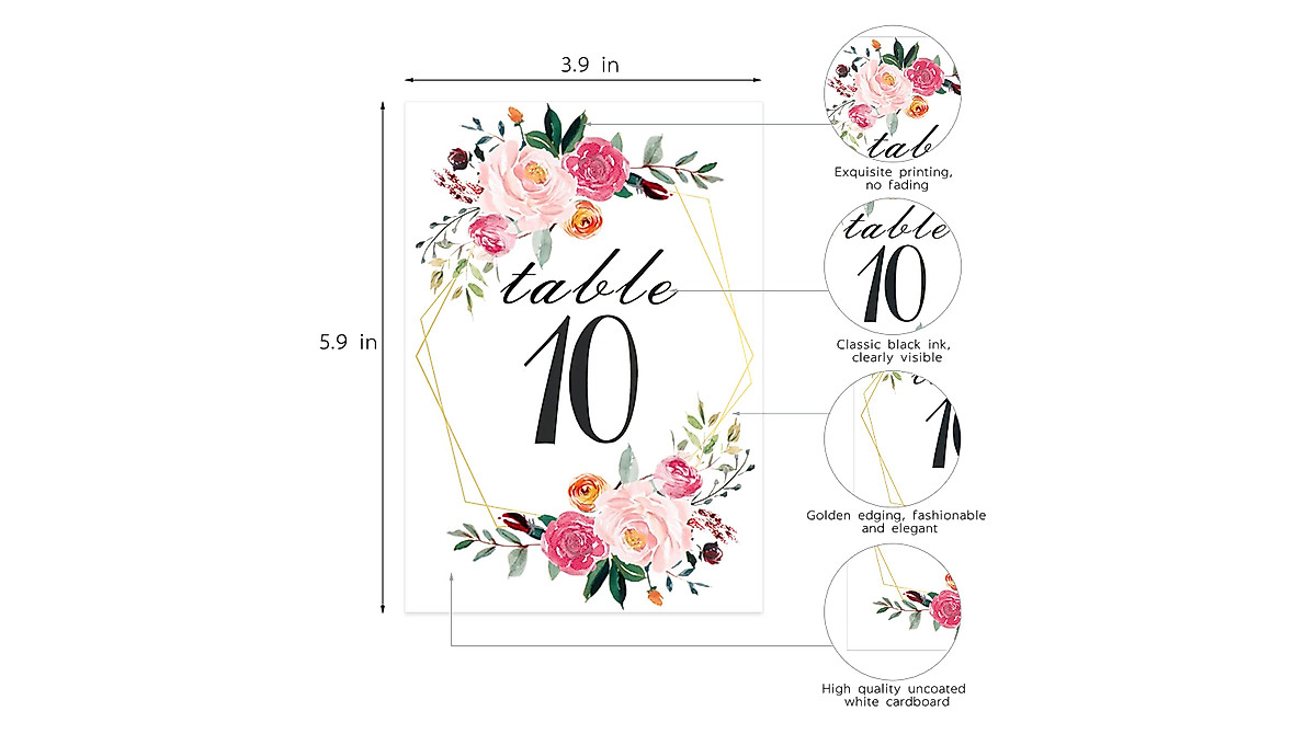 Floral Table Number Cards 1-26, Geometric Floral Table Cards - Double ...