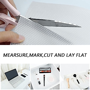 UXTAGR Kitchen Shelf Liner Fridge Liners Drawer Shelf Liner EVA Double Sided Non-Slip Non-Adhesive Anti-Slip Mats for Home Office，Multi-functionLiner Transparent Diamond Pattern（17.7”x 59”）