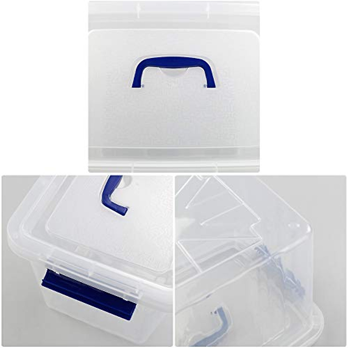 Xowine 4-Pack 10 L Plastic Storage Box, Clear Storage Box with Lid