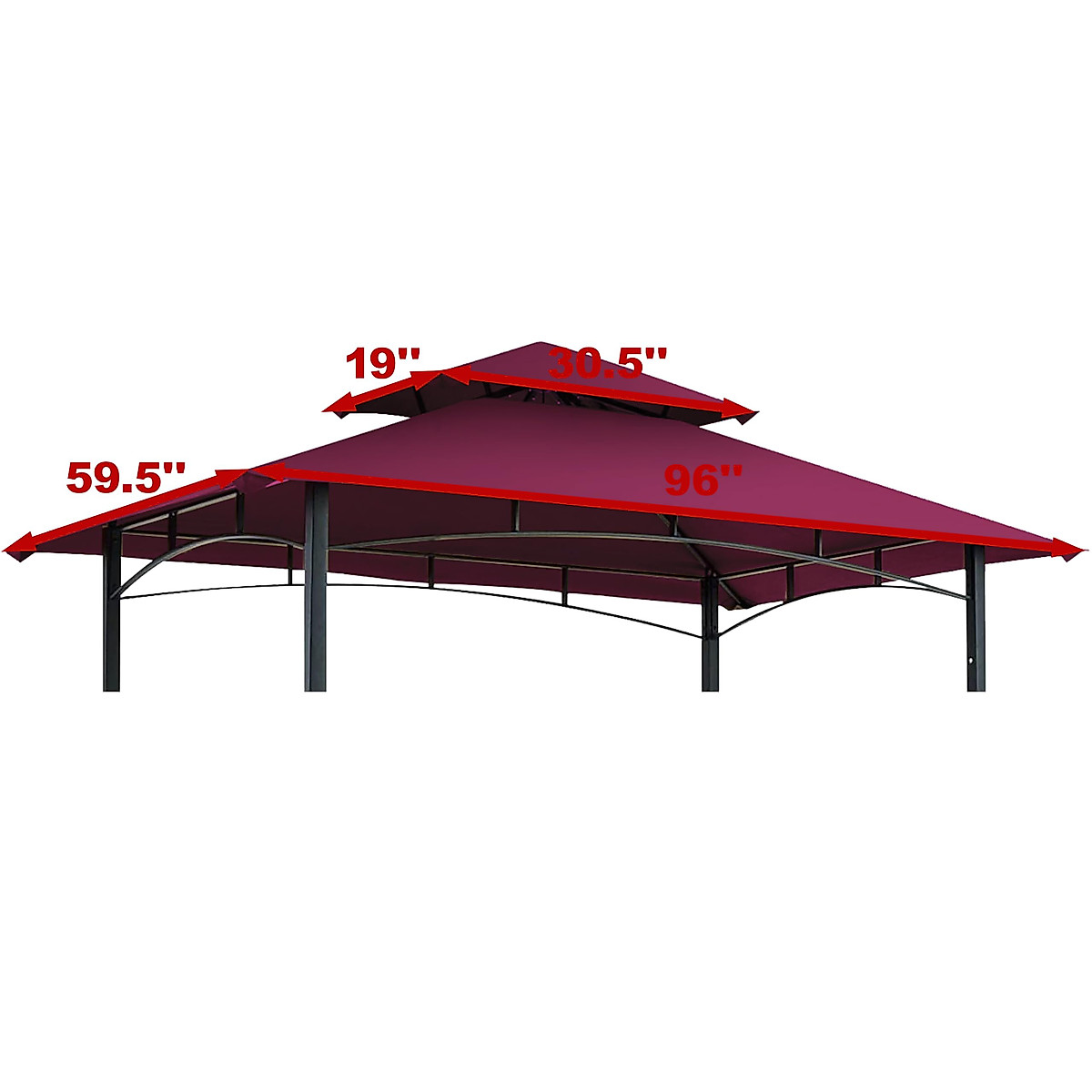Grill Gazebo Replacement Canopy Roof, 5'x8' Outdoor BBQ Gazebo Top