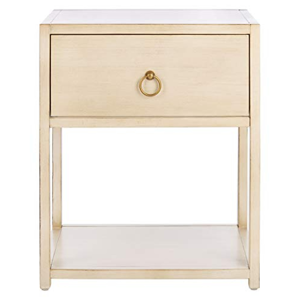 Safavieh Home Collection Yudi Antique White and Gold 1-Drawer Nightstand