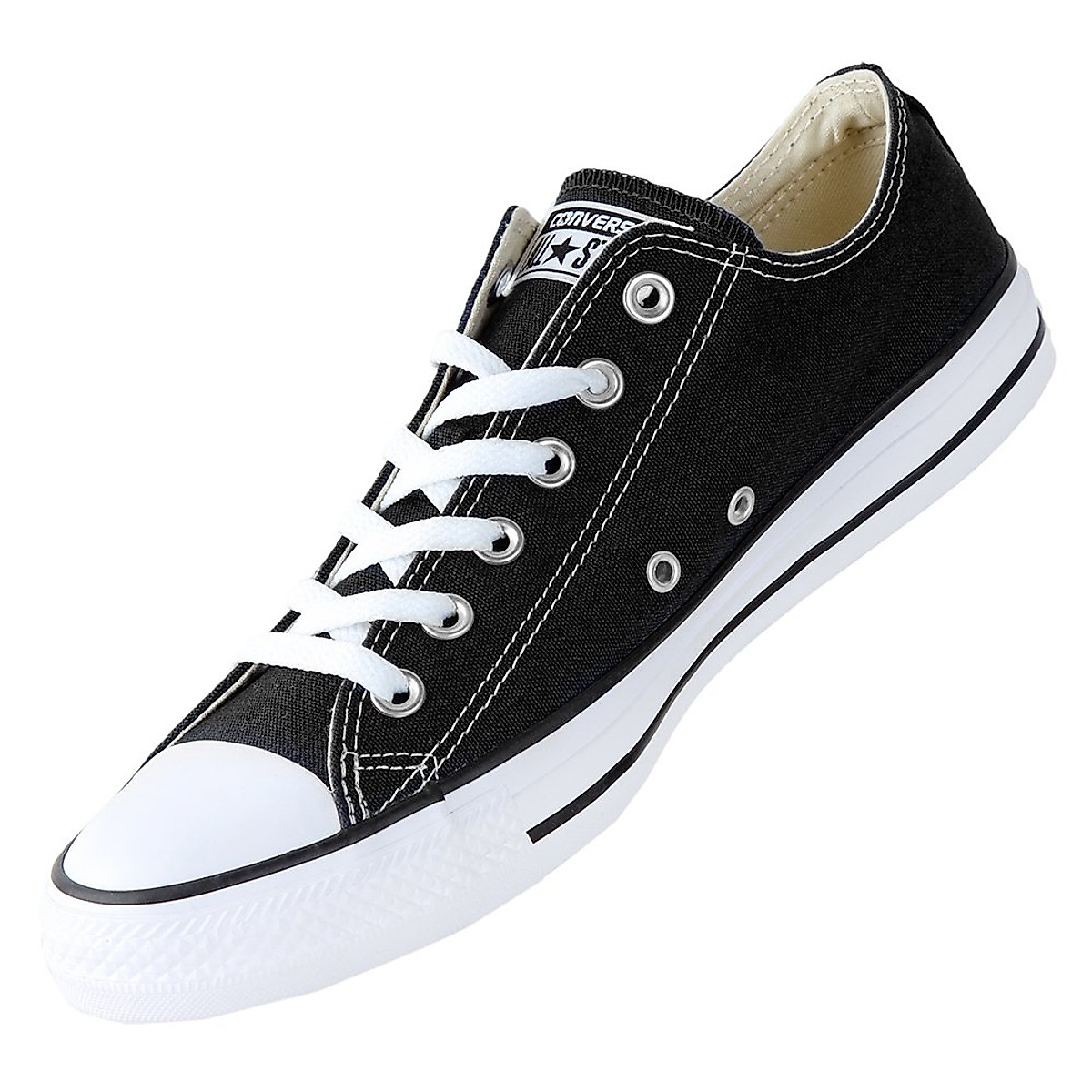Converse M9166- Chuck Taylor All Star Unisex Ox Low Top Black Sneakers, 8 Women/6 Men