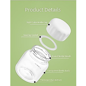Hovico 3Pack 10oz Glass Jar with Screw Lid Leakproof Overnight Oats Container,with Measurement Marks Portable Mason Jars,for Cereals Milk Fruit Condiment Dressing Sauce Snacks Juice