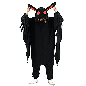 Mothman Halloween Onesie Adult Pajamas Cosplay Animal Homewear Sleepwear Jumpsuit Costume for Women Men