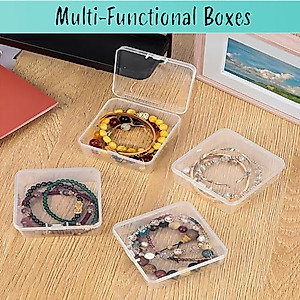 Pure Future 32 Pieces Small Plastic Bead Storage Containers and Organizer Transparent Boxes with Hinged Lid, Clear Craft Supply Box for DIY Art Craft Accessor, Jewelry, Diamonds(2.5*2.5*0.8 Inches)