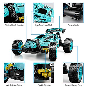 Tecnock RC Cars Remote Control Car for Kids, 1:18 Scale 20 KM/H 2WD Offroad Buggy, 2.4GHz RC Racing Car with USB-C Easy Charging & 50 Mins Playtime, Toys Gifts for Boys & Girls