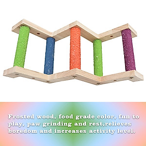 Bird Ladder Bridge, Wooden Parrot Hamster Climbing Ladder Toys, Bird Perch Stand, Bird Cage Accessories, Small Animals Climbing Toy for Parrot Hamster Rat Squirrel Sugar Gliders Parakeets Cockatiels