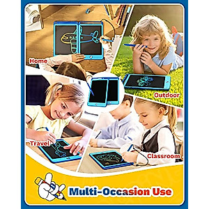 TEKFUN 2 Pack LCD Writing Tablet for Kids, 8.5 Inch Blue+Blue Doodle Board Drawing Board Reusable Drawing Tablet with Lanyard, Educational Kids Toddler Toys Birthday Gift for Boys Girls 3-12 Years Old