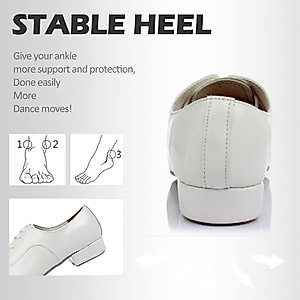 SWDZM Men Latin Dance Shoes Leather Lace-up Salsa Tango Ballroom Modern Professional Performance Practice Dance Shoes,703 White-Suede Sole,10 US