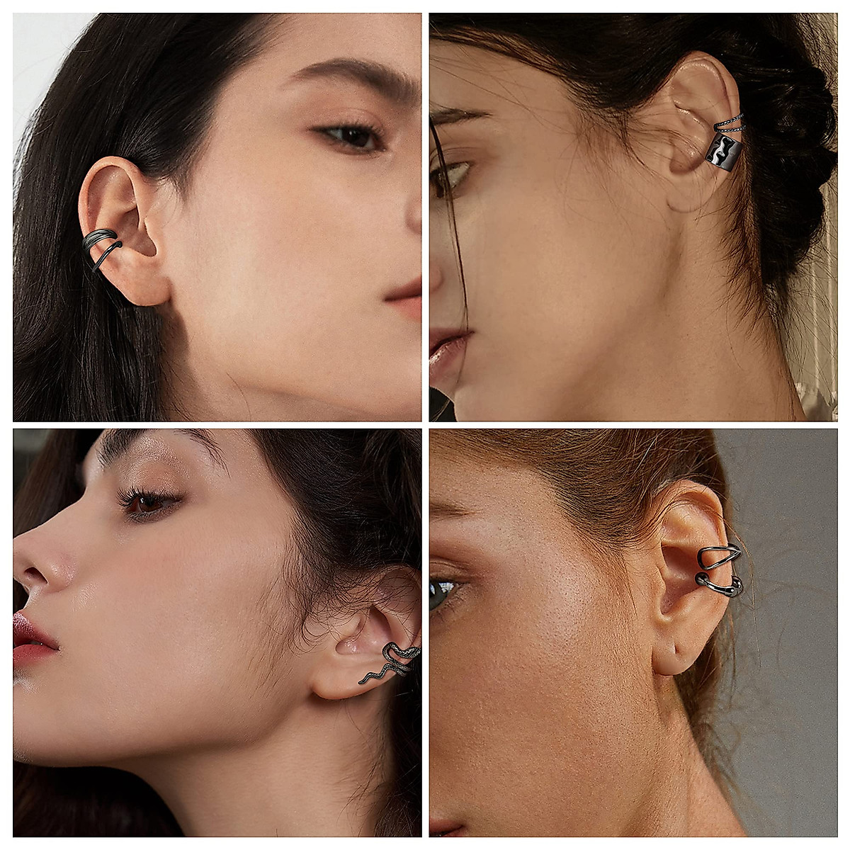 Sanfenly 16Pcs Cuff Earrings for Women Men Non Piercing Ear Cuff Adjustable Fake Earrings Clip On Cartilage Helix Wrap Earrings Set