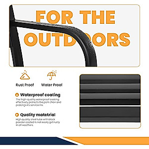 FDW 50in Garden Bench,Powder-Coat Steel Outdoor Benches,500LB Capacity Patio Bench Outdoor Benches for Porch,Garden, Park,Backyard