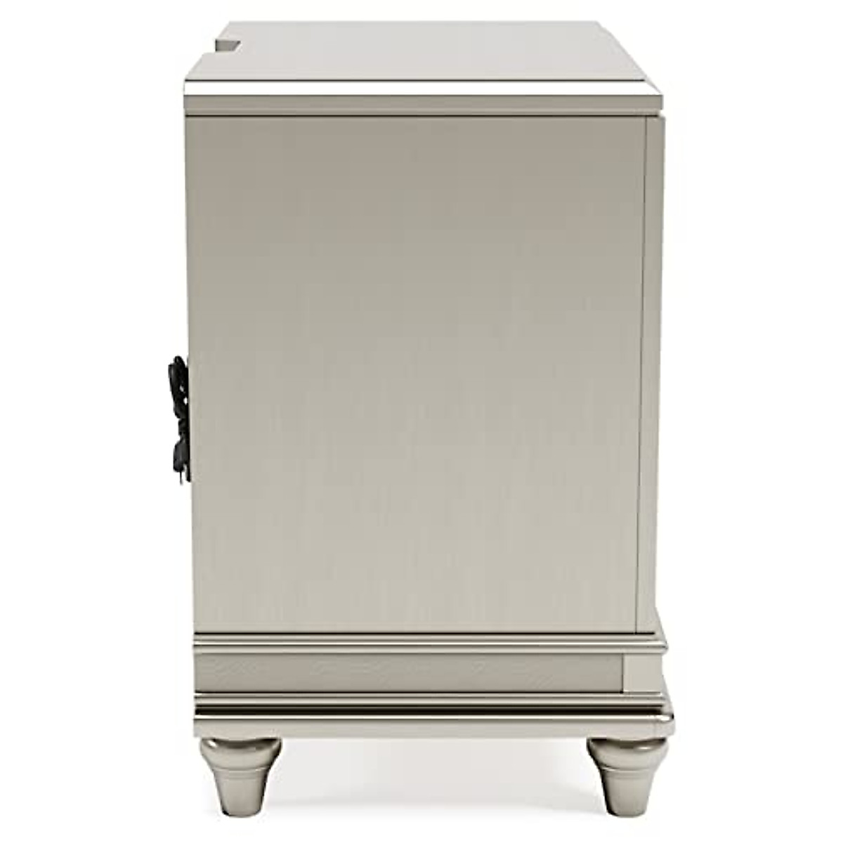 Signature Design by Ashley Chevanna Glam Embossed Diamond-Patterned 2 Drawer Night Stand with USB Charging Ports, Chrome
