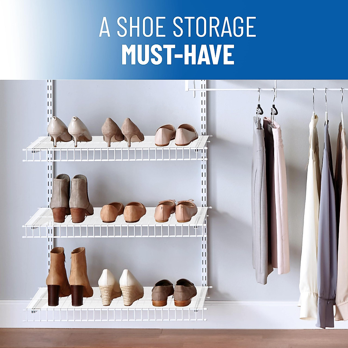 Closet Shelf Liner, Wire Shelf Liners for Closets and Pantry (Set of 4) 12 x 48 inch - Plastic Closet Liners - Made in USA