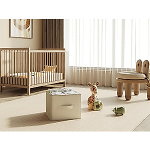 LayerSpace 3 Pack Fabric Storage Bins for Shelves | 14¾" L*10¼" W*8" H Closet Storage Bins | Collapsible Storage Bins for Organization | Linen Clothes Storage Bins | White & Ivory