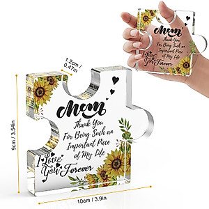 JANARARY Mother Birthday Gifts for Mom from Daughter, Sunflower Acrylic Desk Decoration for Birthday, Thanksgiving, Retirement