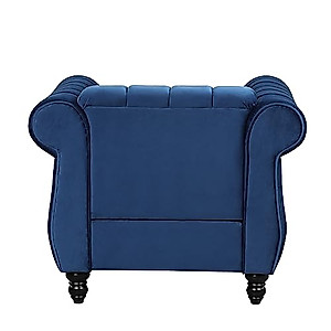 Merax, Blue 39" Modern Sofa Dutch Fluff Soft Upholstered Couch Loveseat with Solid Wood Legs for Living Room