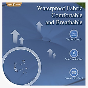 Sophia & William Outdoor Porch Swing with Adjustable Canopy,3-Seat Patio Swing Chair with Weather Resistant Steel Frame for Backyard Front Porch Lawn, Removable Cushions and Iron Tea Tray,Blue