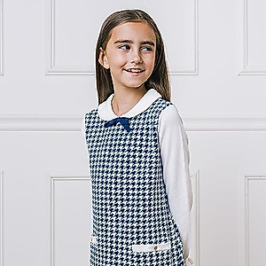 Hope & Henry Girls' Long Sleeve French Blocked Peter Pan Collar Sweater Dress
