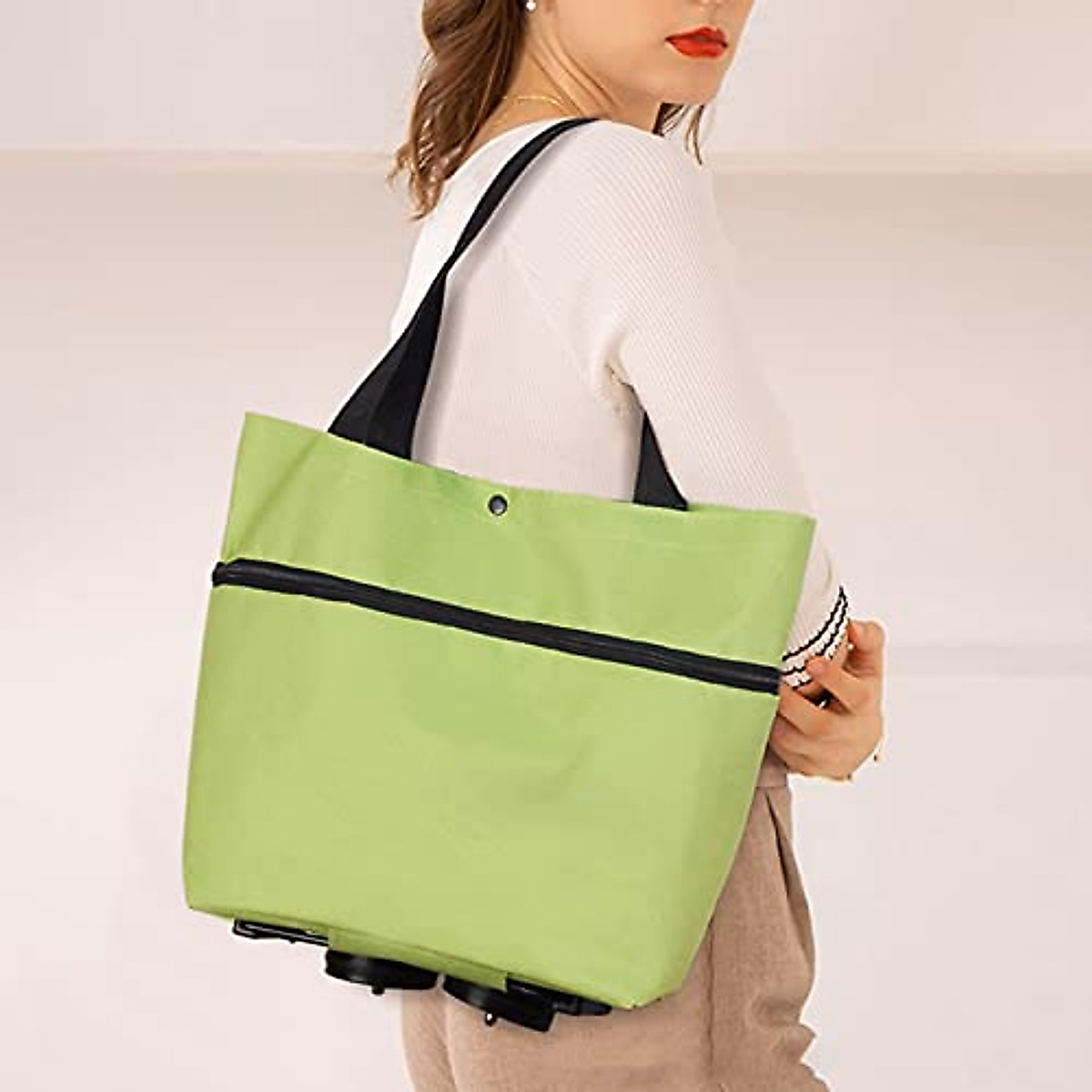 Grocery cart Foldable Grocery Cart with Shopping Bag, Reusable Collapsible Trolley Bags Waterproof Folding Shopping Bag Shop Cart with Wheels Reusable Grocery Bags for Women Utility Carts