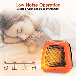 GiveBest Small Electric Space Heater, 400W Low Wattage Personal Heater with Tip Over Protection, Mini Quiet Space Heater Under Desk, Table Top Heater for Office Desk Room Home Indoor Use, Safe Heater