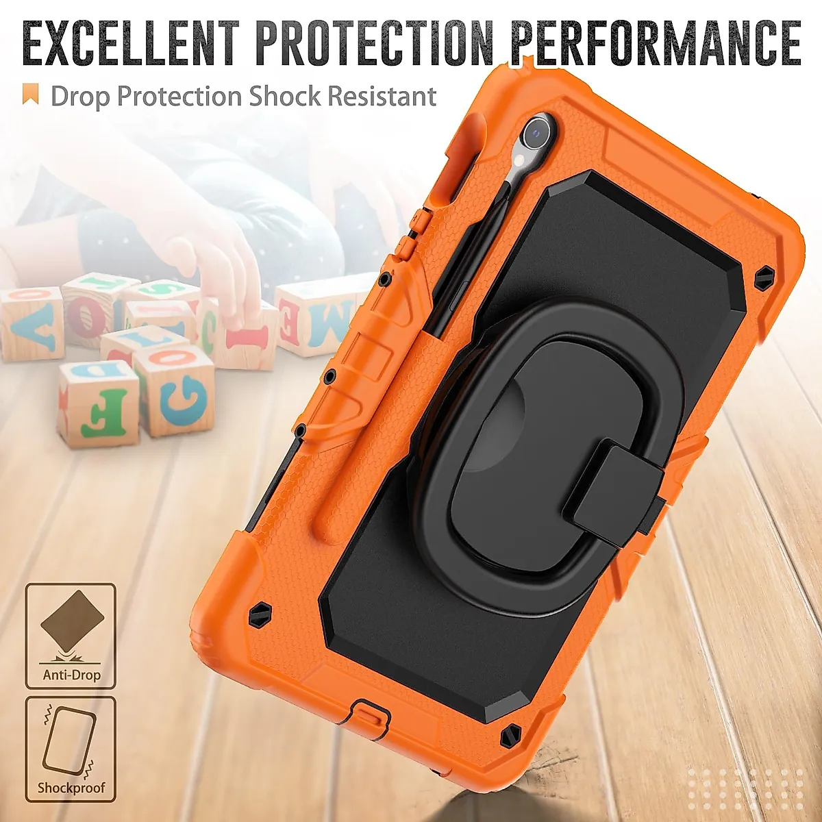 Tablet Bags Heavy Duty Shockproof TPU Case for Samsung Galaxy Tab S9 11 inch 2023 X710/X716B/X718U Kids Case,360 Degree Rotating Handle Stand Bracket W Screen Protector+Shoulder Strap Tablet Case Cove