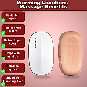 WELLCOMFORT 2-in-1 Warming Lactation Massager, Adjustable Heat & Vibration Modes for Clogged Milk Ducts, Pumping and Breastfeeding Essential, FSA/HSA Eligible (2 Pack)