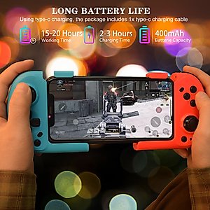 Joso Phone Controller for Android, iPhone, Direct Play, 15 Hours of Playtime, Support with Case, Game Controller Joystick for Galaxy S23 S22 S21 Ultra, iPhone 14 13 12 Pro Max, COD, Genshin Impact