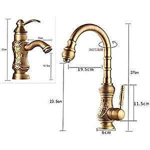 Kitchen & Bath Fixtures Taps Faucet,Full Copper Carved Rotating Faucet Retro EuropUPC Style Basin Faucet, C,B
