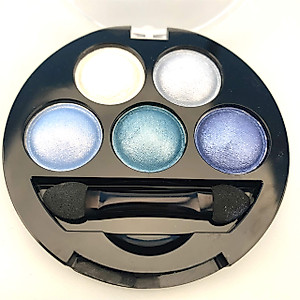 Mallofusa Portable 5 Colors Eye Shadow Palette Trendy Eyeshadow Powder Glitter Makeup Metallic Shimmer Charming Highlight Look (Ice Age) 4.7oz