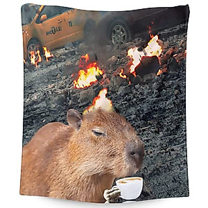 Capybara Sipping Coffee Blanket Gifts, 40"*50" Flannel Throw Blanket, Soft Warm Fuzzy Fluffy Plush Blankets for Girls Boys, Gifts for Capybara Lovers for Sofa Couch Bed Travel Room Decor