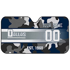 Dallas Car Windshield Sun Shade Personalized Custom Any Name and Number Gifts