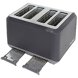 West Bend 4 Slice Toaster with Extra Wide Slots, Bagel Settings, Ultimate Toast Lift and Removable Crumb Tray, Silver