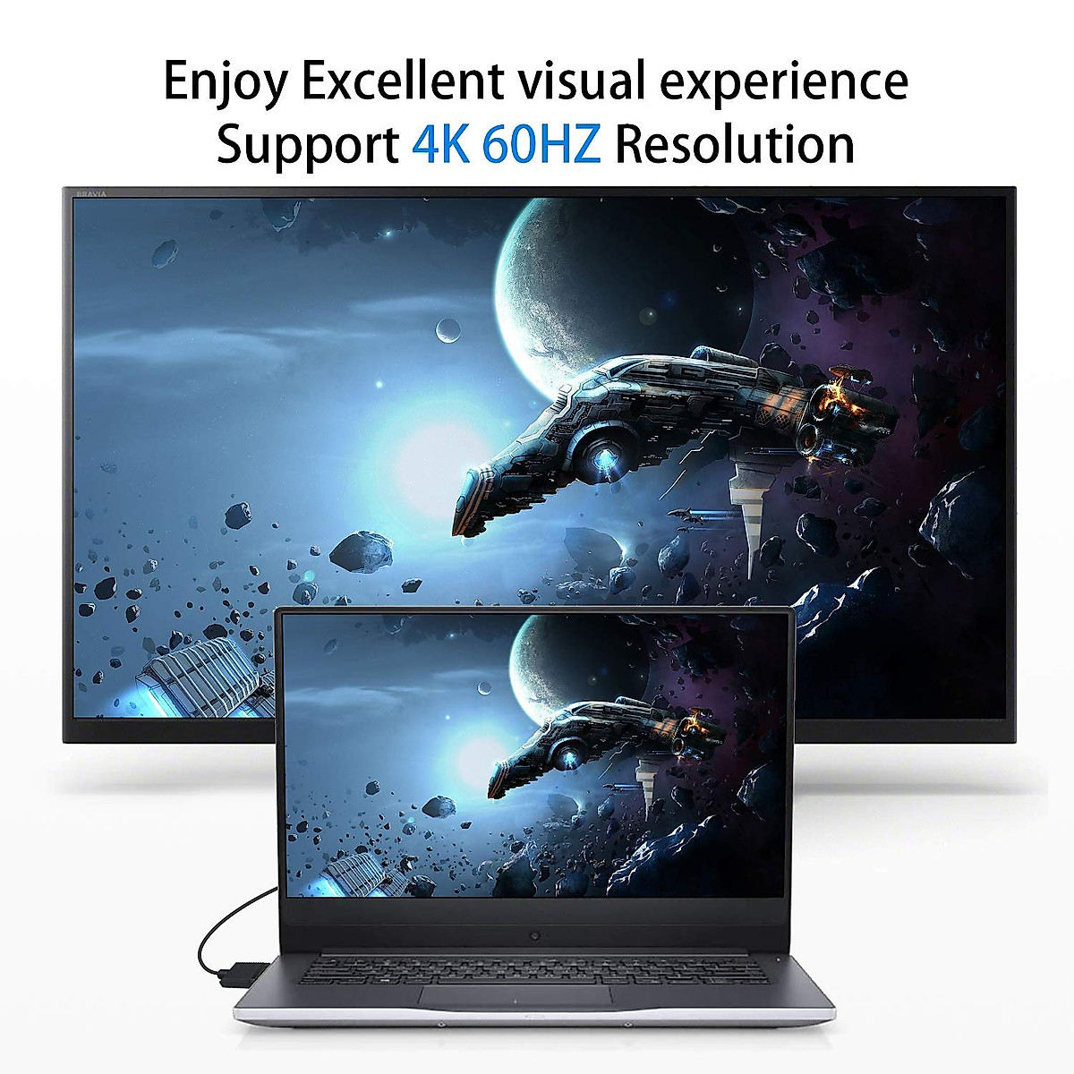 Duttek 4K HDMI Cable, HDMI to HDMI Cable, Extremely Thin Left Angled HDMI Male to Male Extender Cable for 3D and 4K Ultra HD TV Stick HDMI 2.0 Cord 0.15M/ 6 Inch