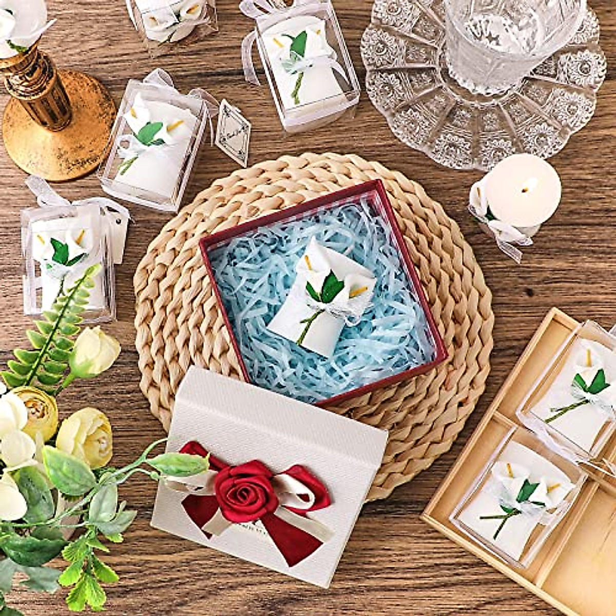 30 Pack Wedding Bridal Shower Favors Candles Wedding Calla Candles Calla Lily Style Candle Gift Boxed with Thanks Cards Return Gifts for Wedding Party Guests Keepsakes