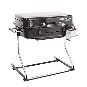 Flame King RV Or Trailer Mounted BBQ - Motorhome Gas Grill - 214 Sq Inch Cooking Surface - Adjustable Flame Controller & 48 Inch Quick Connect Hose
