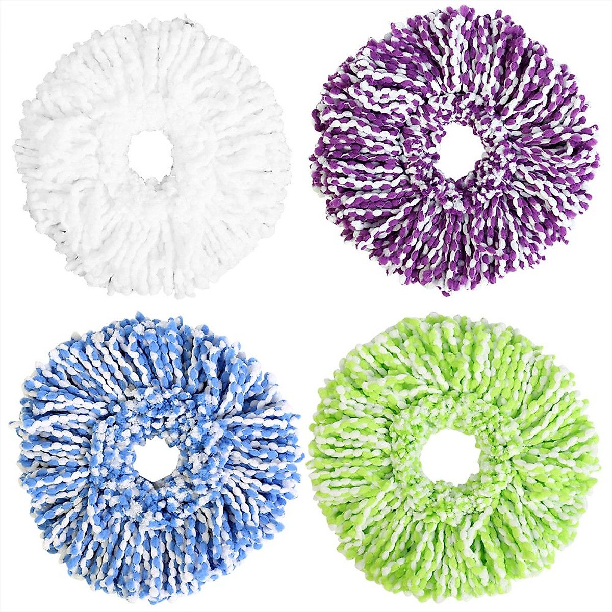Huhushop Spin Mop Head Refills Microfiber Round Spin Mop Head Replacement for Universal Spin Mop System Perfect for Home Commercial Use (Blue+White)