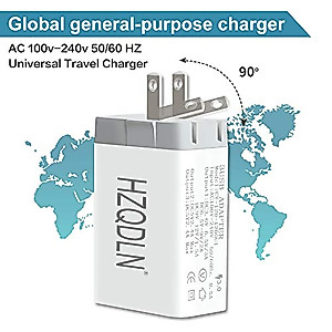 Fast Wall Charger QC 3.0 USB Quick Charge 3 Ports Tablet iPad Phone Charger Adapter Travel Plug Compatible iPhone X/Xs/XS Max/XR/8/8+/7P/7/6/5 Samsung S8/S7/S6/Edge/LG HTC