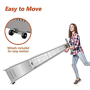 LUCKYERMORE Pyramid Patio Propane Heater, 42,000 BTU Heavy Duty Quartz Glass Tube Flame Heater with Wheels Propane, Stainless Steel