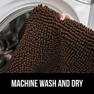 Gorilla Grip Bathroom Rug Sets, Soft Chenille 2 Piece Area Rugs Set, Toilet Base Mat and 30"x20" Carpet, Absorbent Microfiber Washable Mats Dry Quickly, Home Décor and Bath Room Accessories, Caramel