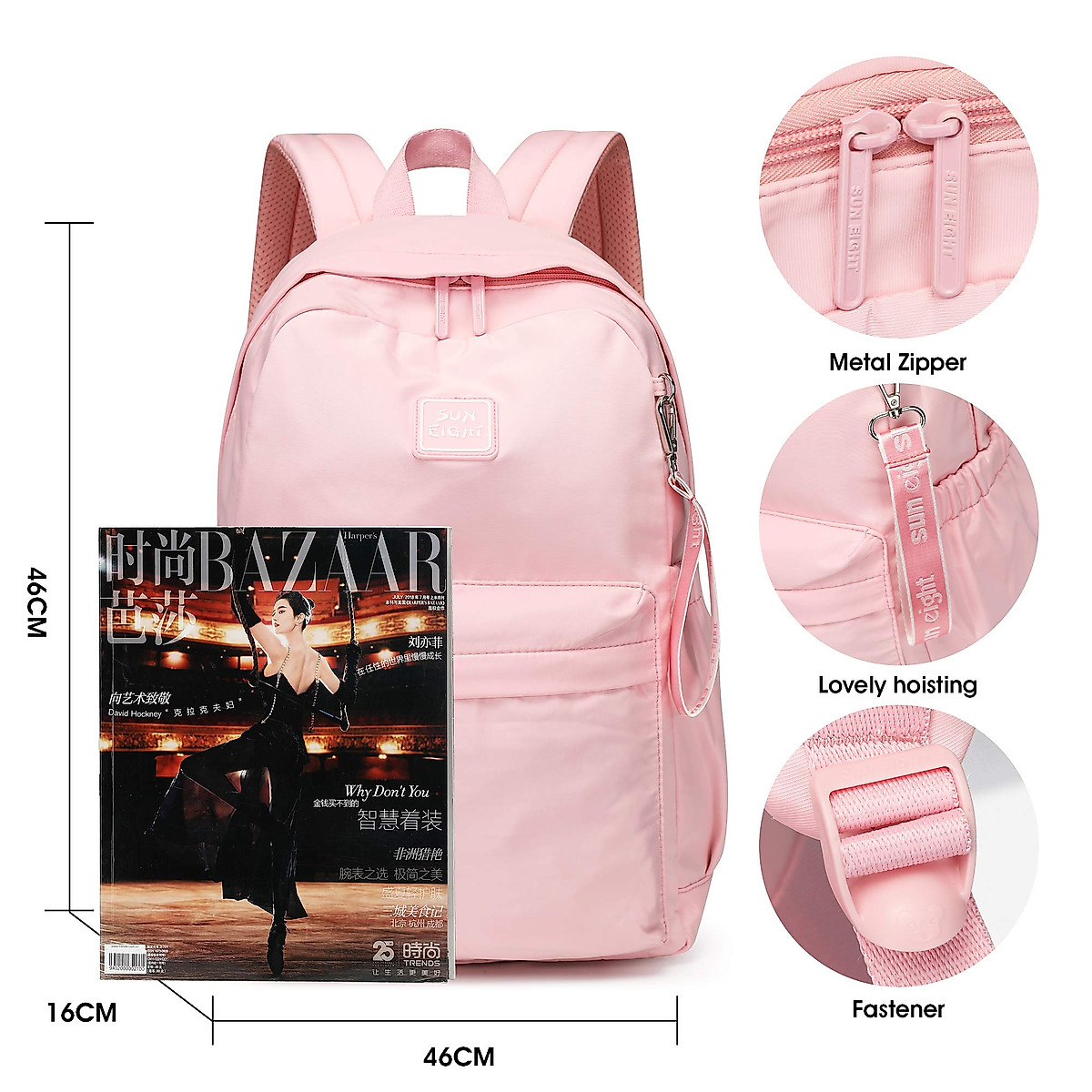 Caran·Y Kids Backpack Girls and Boys Classic School Backpack Light Weight Two Size Multi-pocket Pink