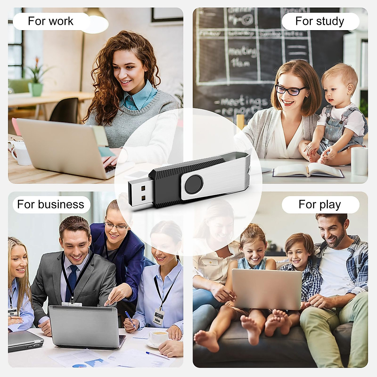 TOPESEL USB Storage Flash Drive, 5 Pack 32GB USB Flash Drives Memory Stick, USB Drive Thumb Drives USB Stick Flash Memory Stick Swivel USB 2.0 (32G,5PC, Black)