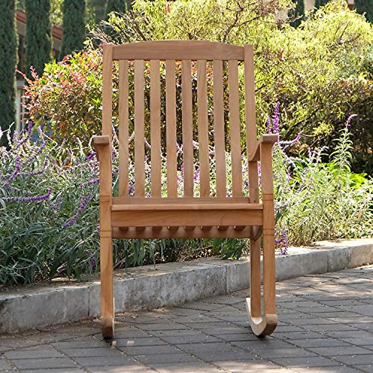 Cambridge Casual Wooden Arie Patio Porch Rocking Chair for Outdoor, Single Item/Natural Teak